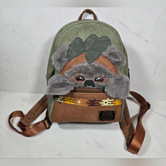Disney | Bags | Disney Loungefly Star Wars Ewok Suede Mini Backpack ...